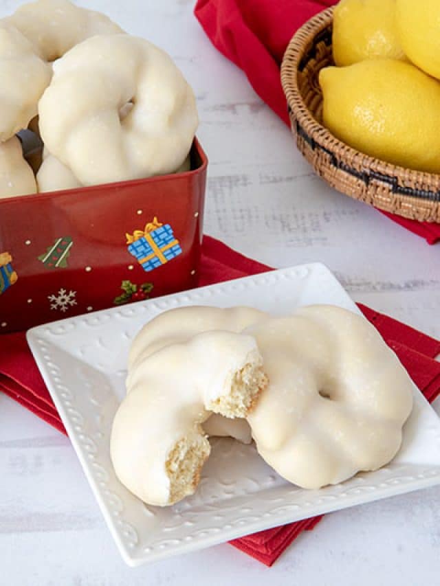 Lemon Glazed Christmas Wreath Cookies - Barbara Bakes™