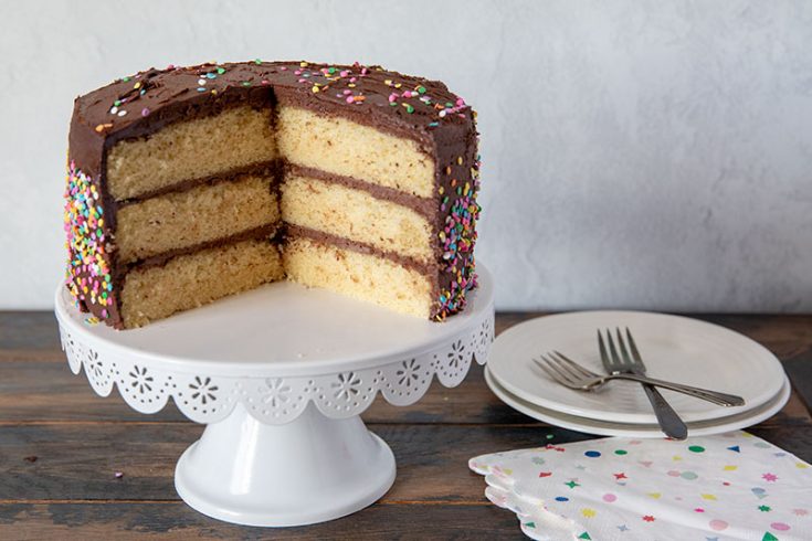 The Best Classic Yellow Birthday Cake with Chocolate Frosting - Barbara ...