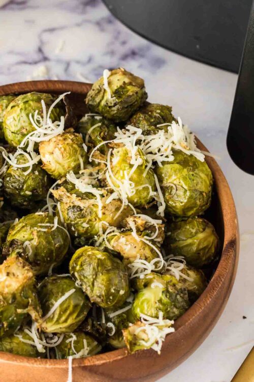 Crispy Air Fryer Brussels Sprouts Recipe with Parmesan - Barbara Bakes™